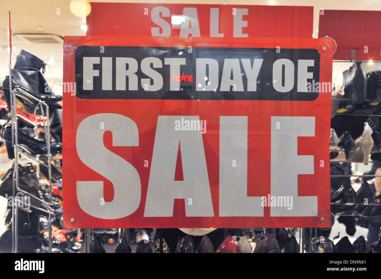 Oxford Street, London, UK. 20th December 2013. Sale signs in the window ...