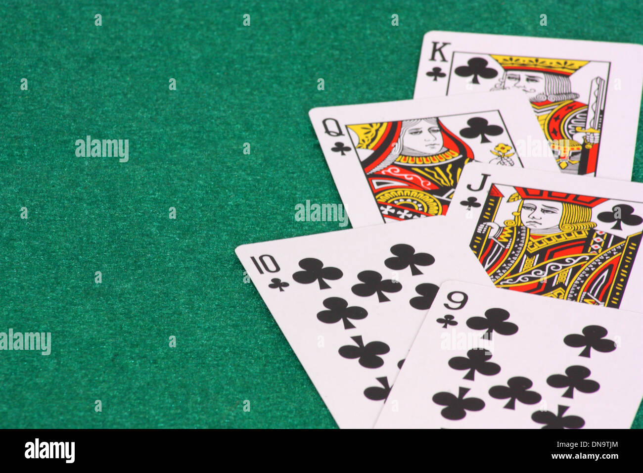An image showing a straight flush of clubs Stock Photo - Alamy