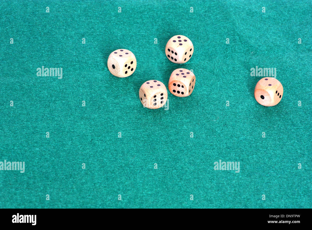 An image showing the concept of luck with five dice after a random ...