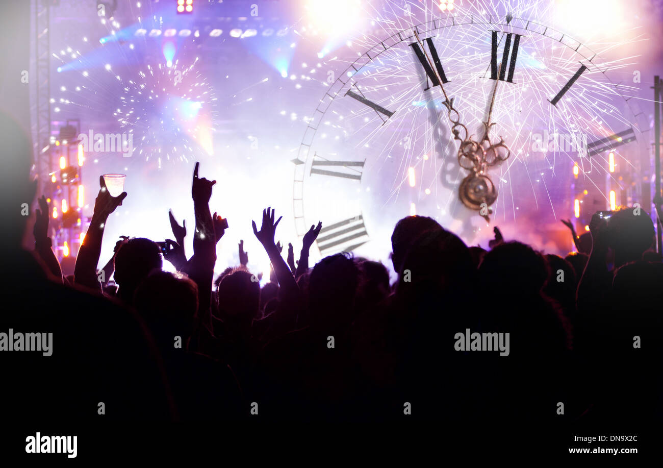 New Year's Eve at midnight in the crowd Stock Photo - Alamy