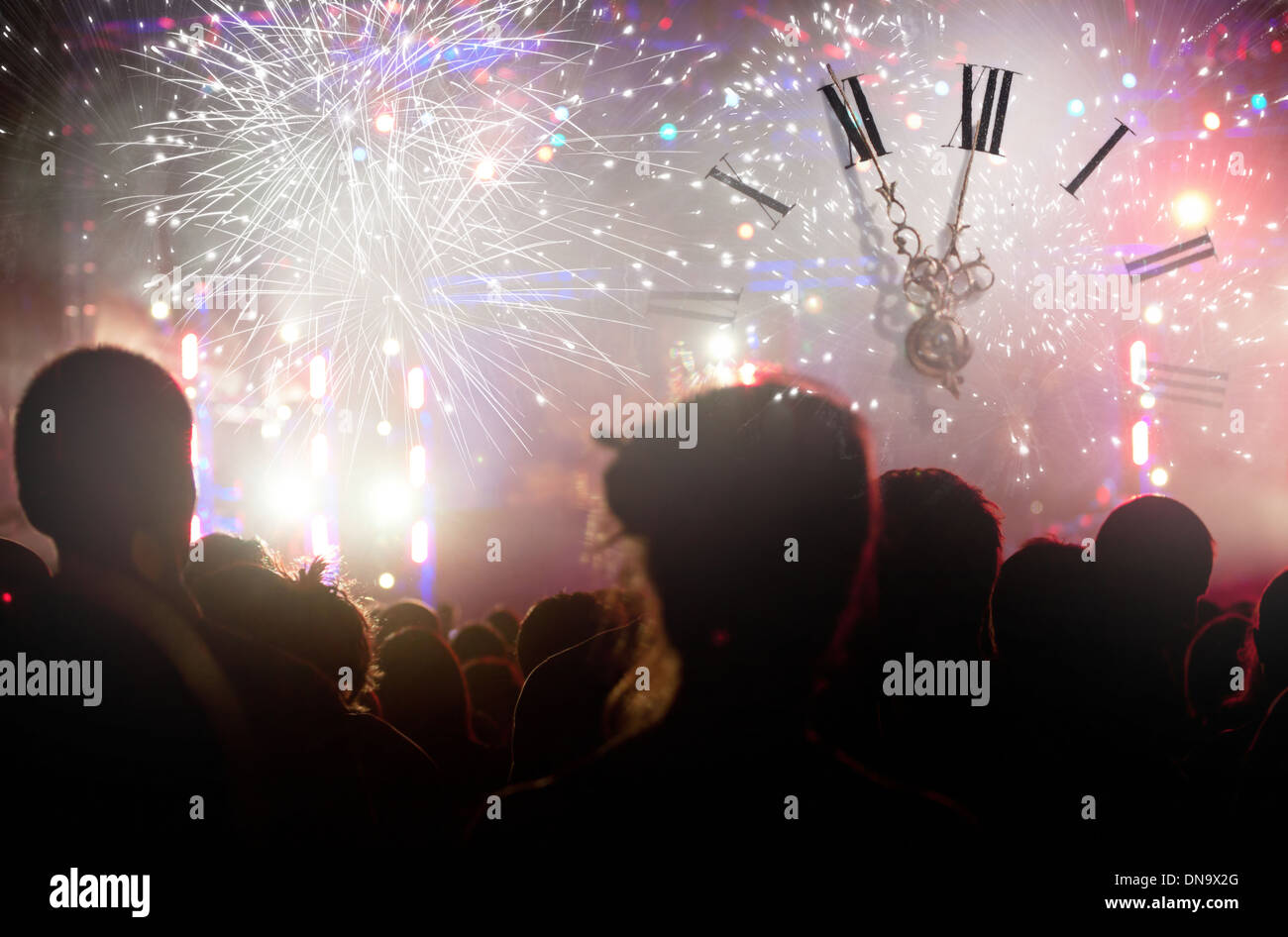 New Year's Eve at midnight in the crowd Stock Photo - Alamy