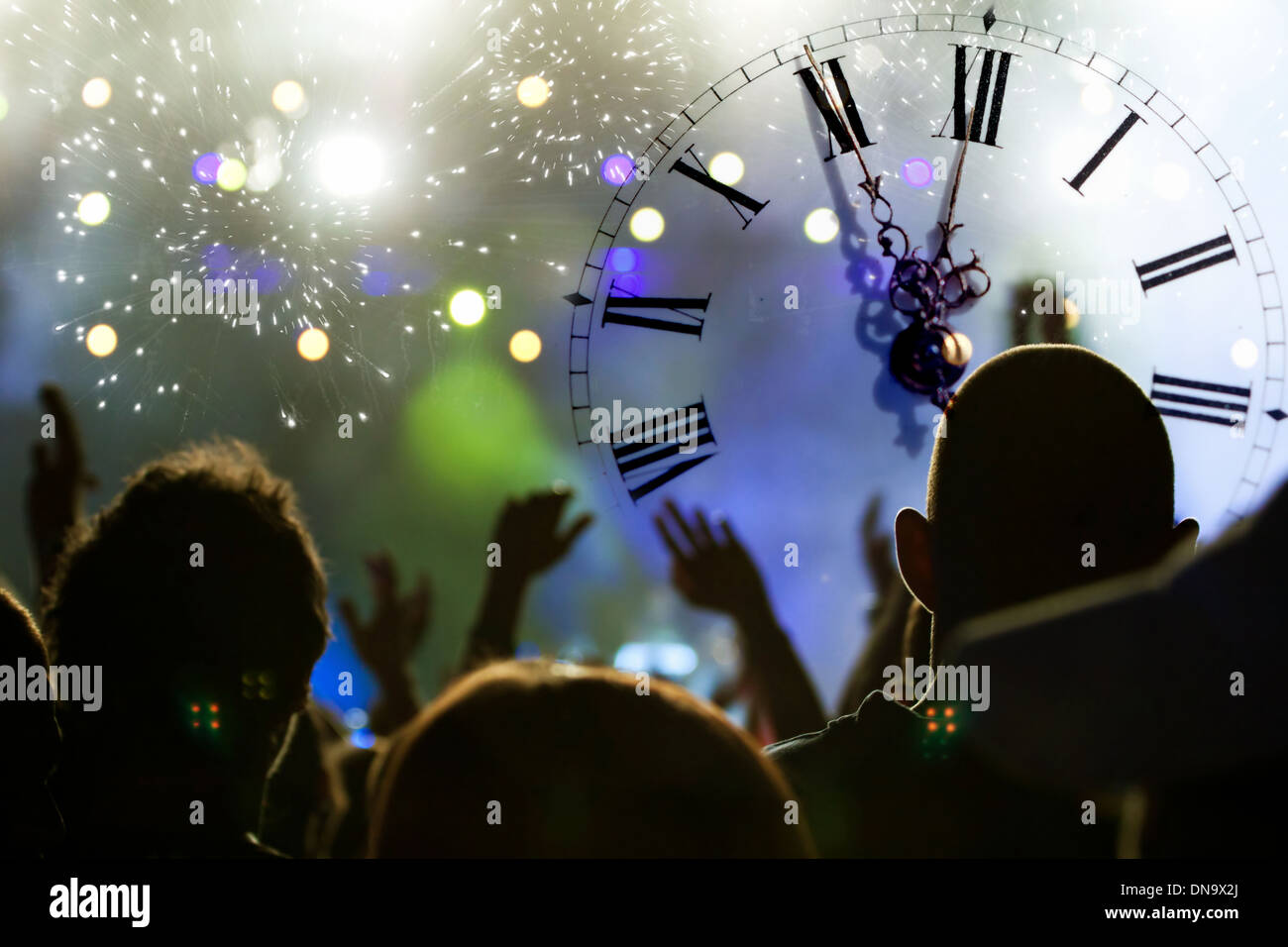 New Year's Eve at midnight in the crowd Stock Photo - Alamy