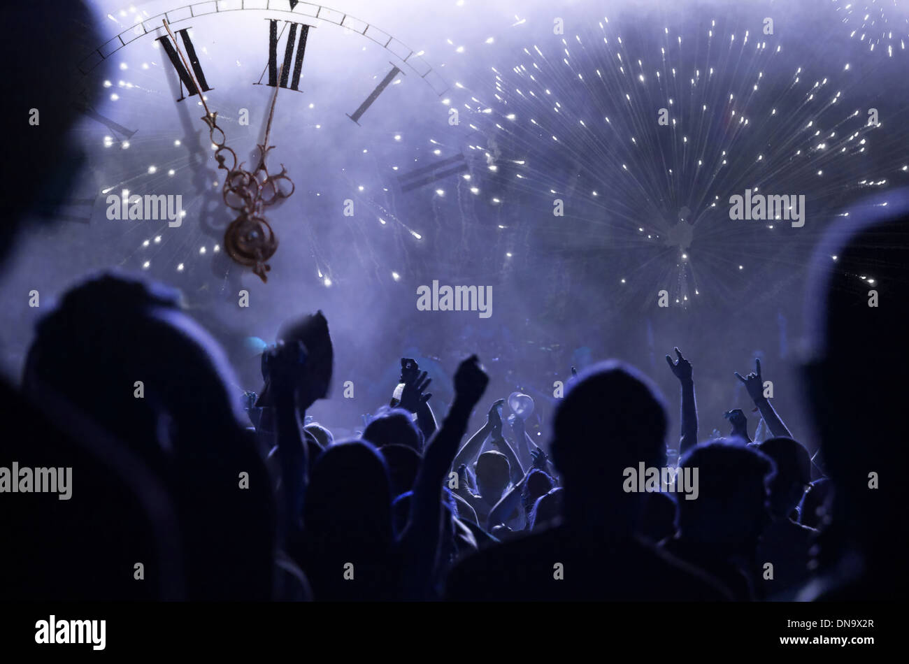 New Year's Eve at midnight in the crowd Stock Photo - Alamy