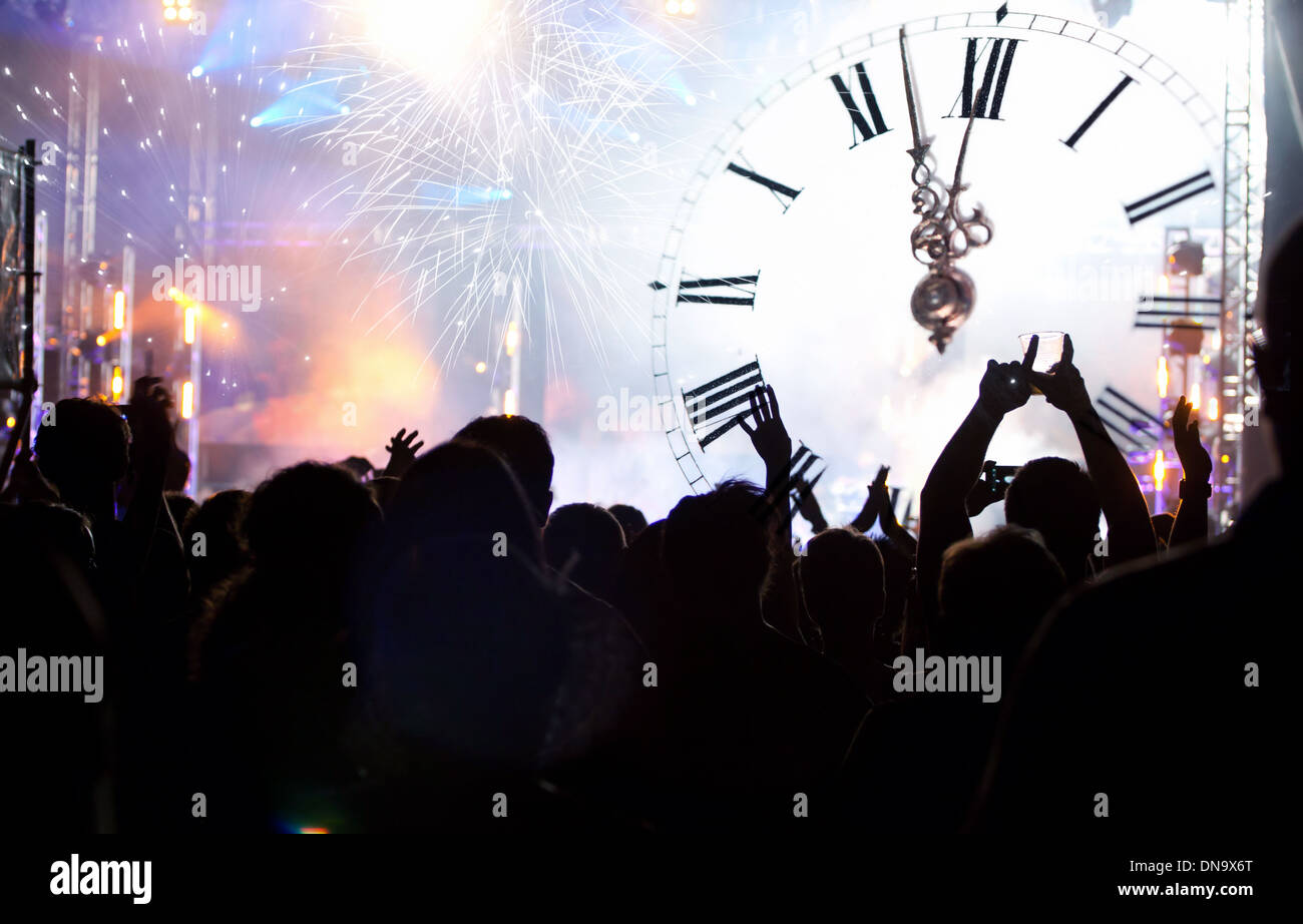 New Year's Eve at midnight in the crowd Stock Photo - Alamy