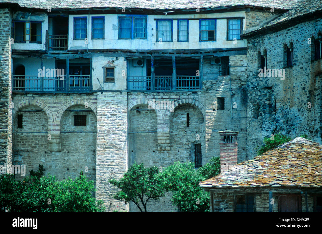 Monks' Cells Xenophontos Greek Orthodox Monastery Mount Athos Greece ...