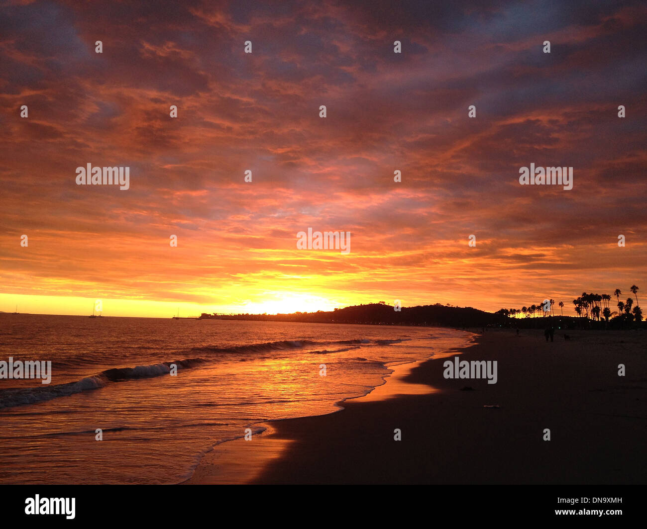 Beach at sunset in Santa Barbara, California Stock Photo - Alamy