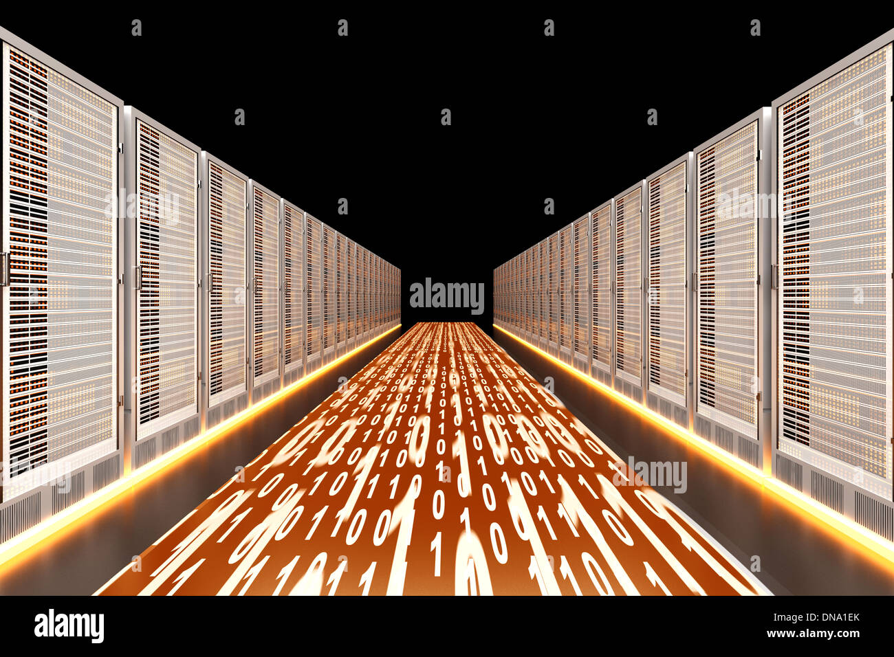 Data rush on the Server highway. 3d rendered Illustration Stock Photo ...