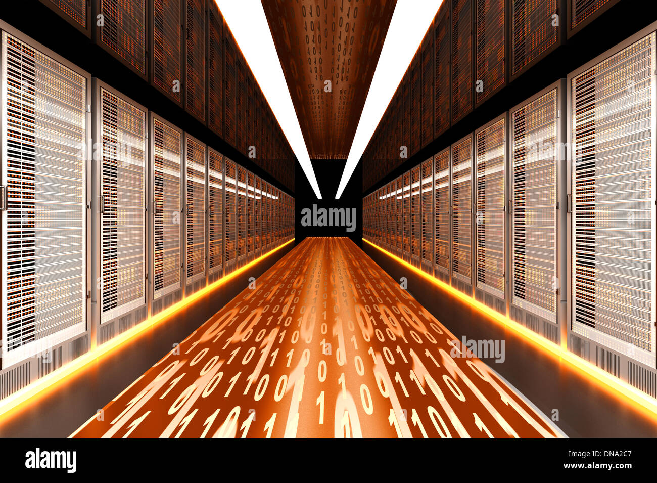 Data rush on the Server highway. 3d rendered Illustration Stock Photo ...