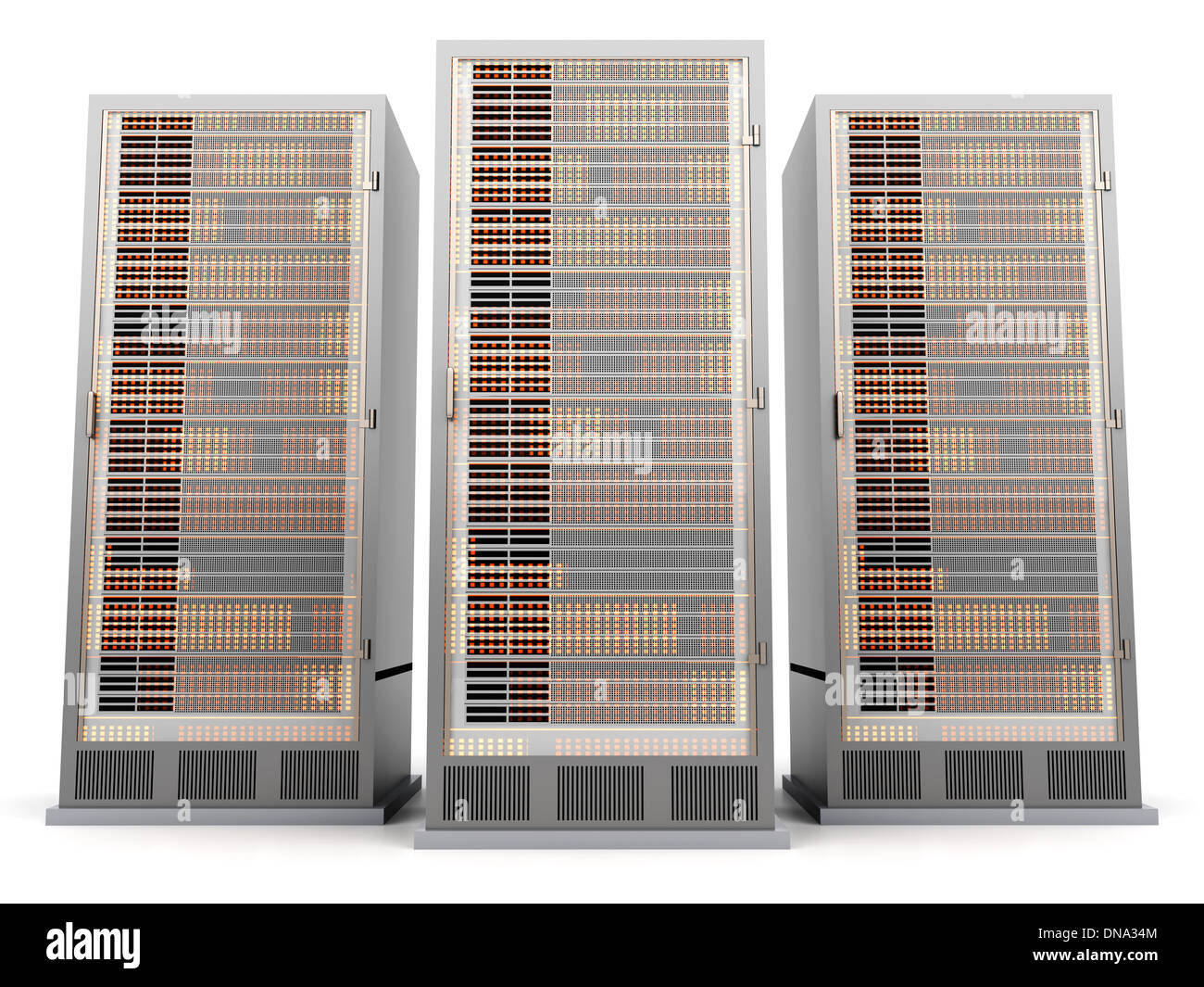 Server racks in a row. 3d illustration Stock Photo - Alamy