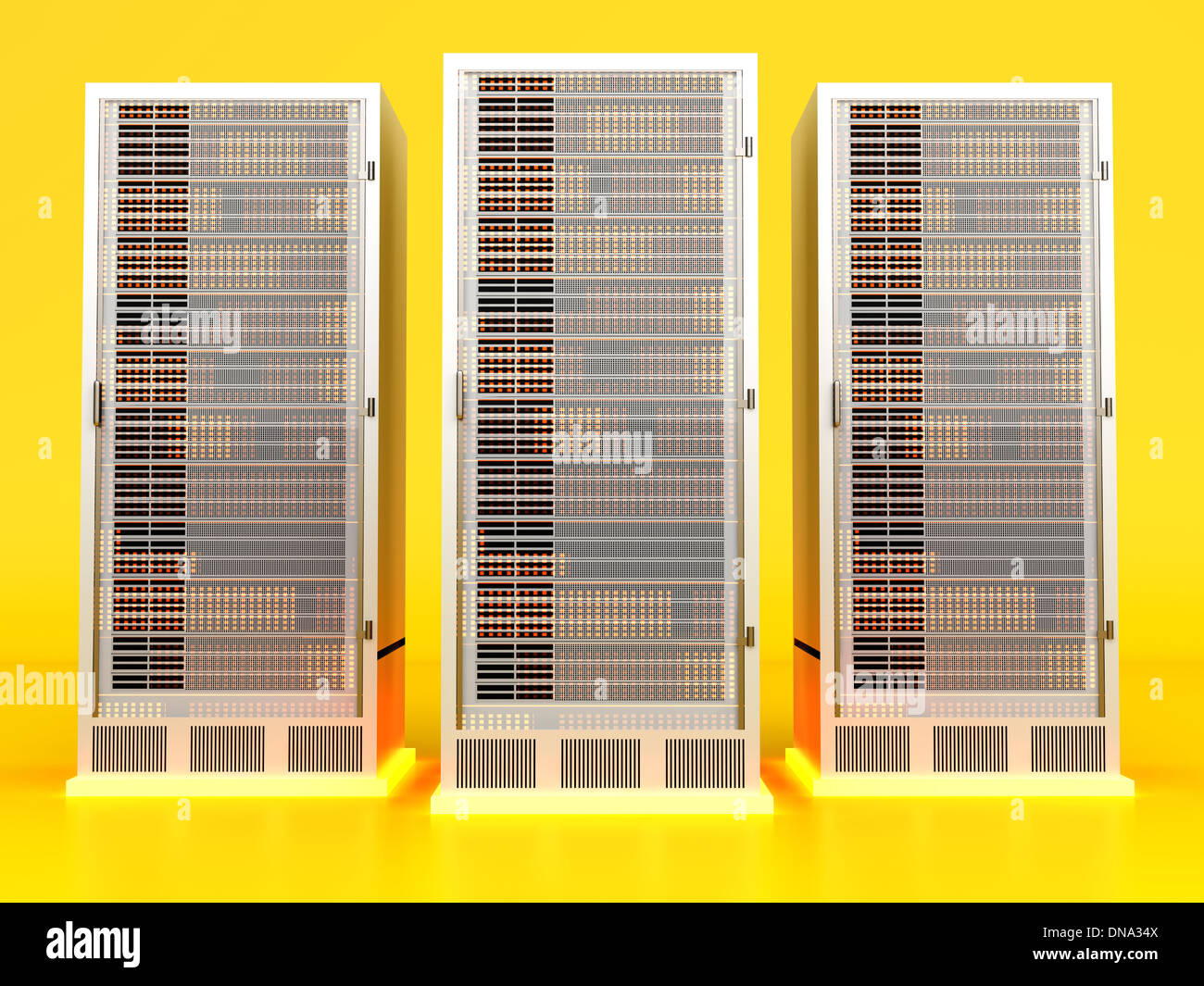 Server racks in a row. 3d illustration Stock Photo - Alamy