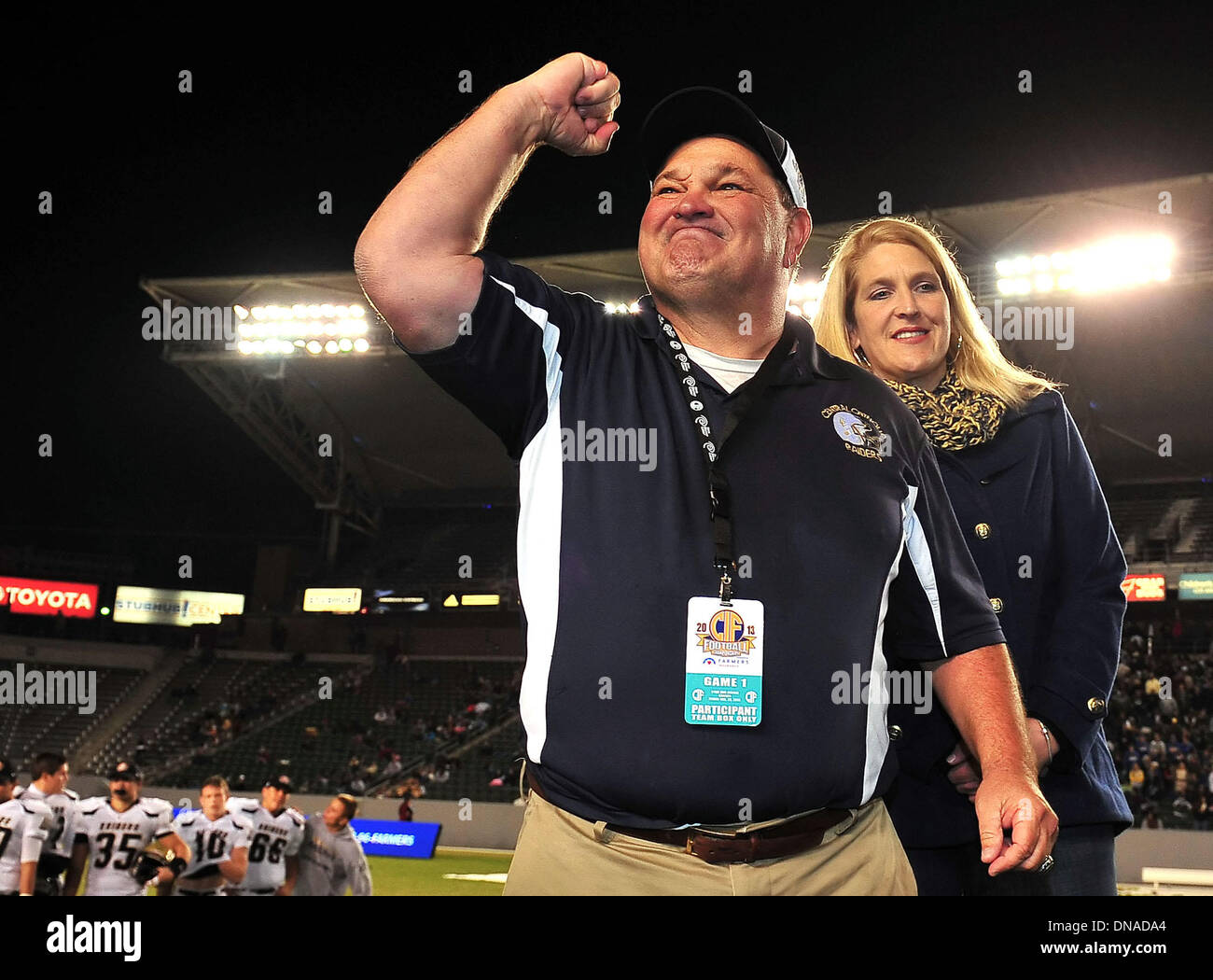 Carson, CA, . 20th Dec, 2013. Central Catholic Raiders head coach Roger ...