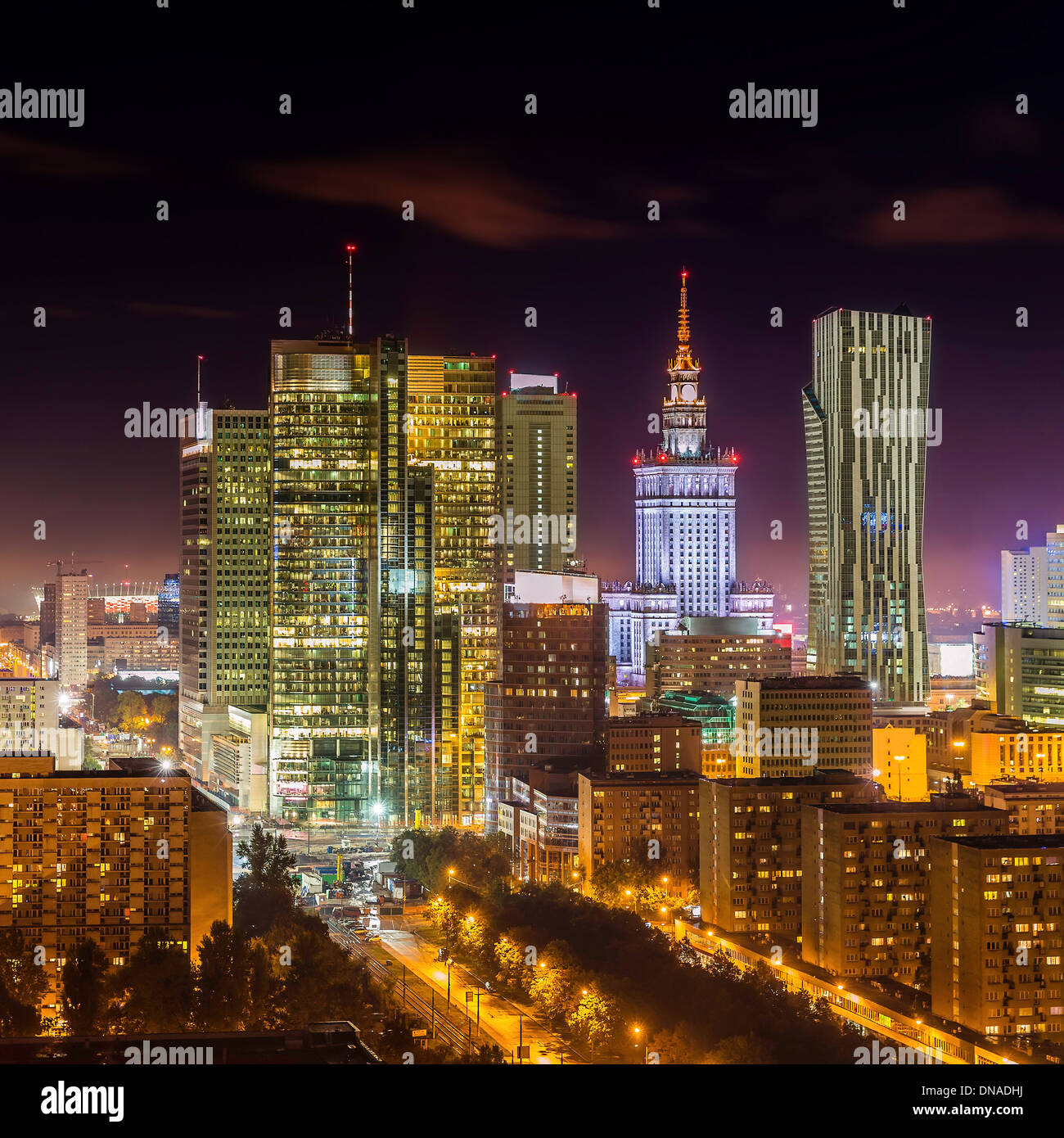 Night view of warsaw hi-res stock photography and images - Alamy