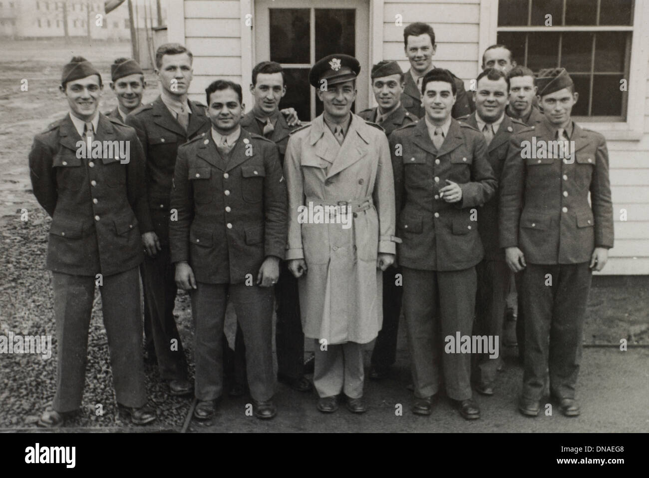 Group of Soldiers in Uniform, Portrait, WWII, HQ 2nd Battalion, 389th ...
