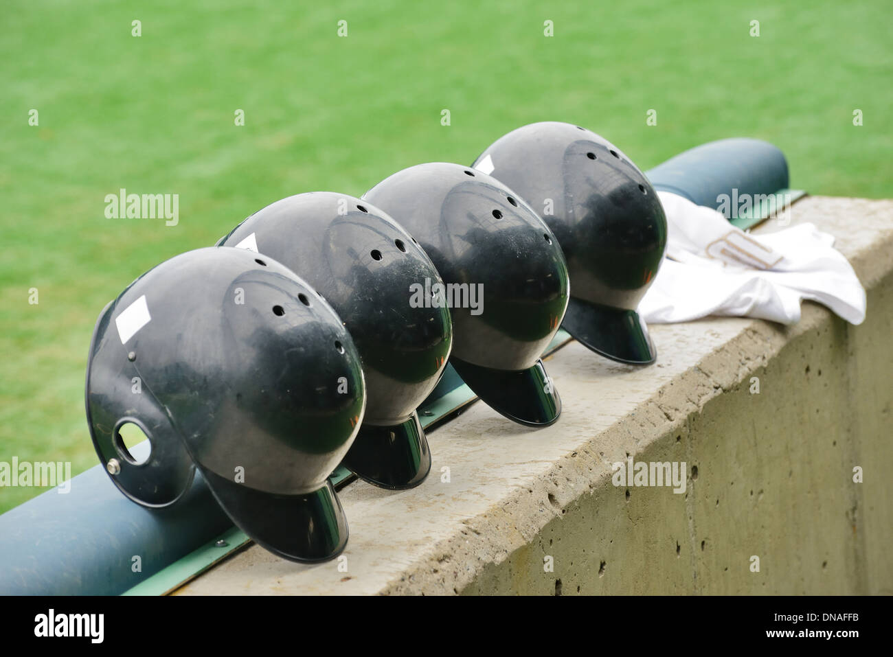 black color Baseball helmets Stock Photo - Alamy