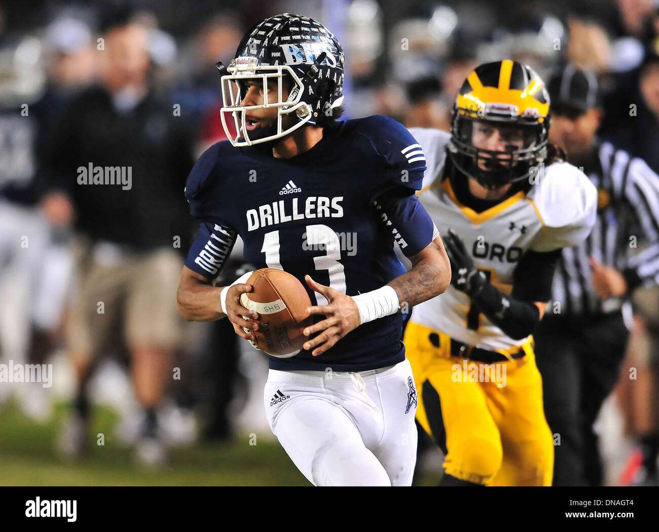 Carson, CA, . 20th Dec, 2013. Bakersfield Drillers wr, Kevin Hayes #13 ...