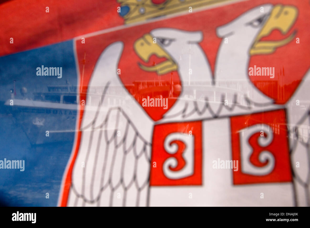 Boats and flag of Serbia, Danube river, Belgrade, Serbia Stock Photo ...