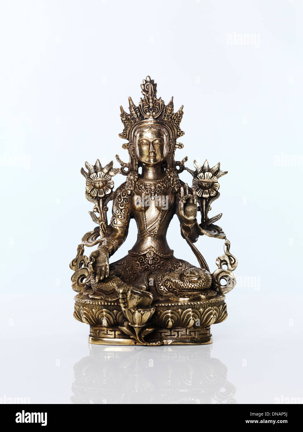 Green Tara statue Buddhist goddess of compassion. Isolated on white ...