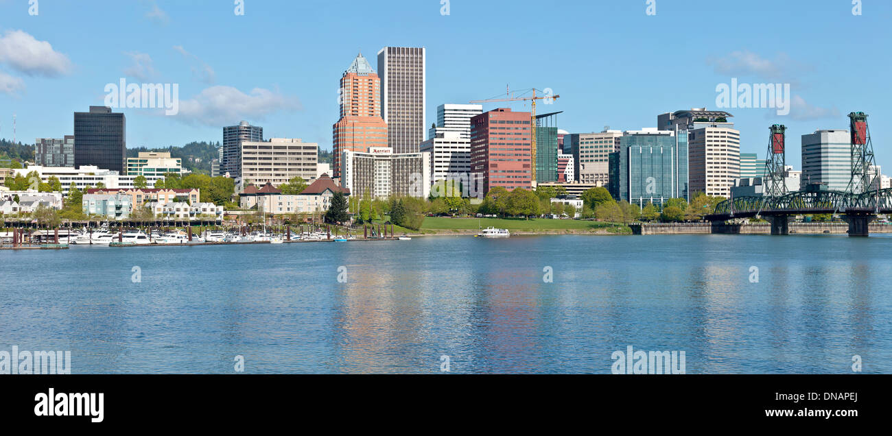 A panoramic view of downtown skyline in Portland Oregon Stock Photo - Alamy