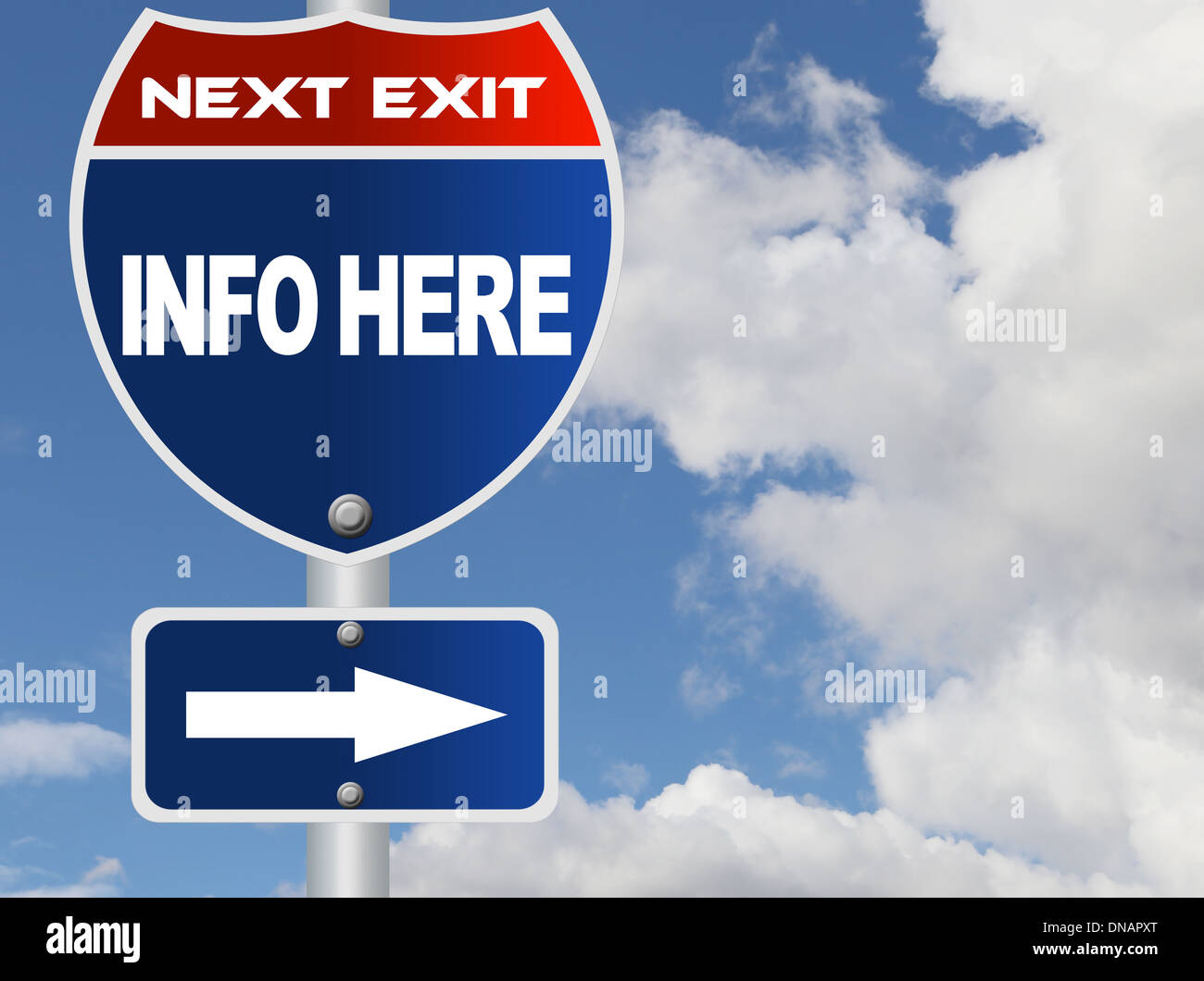 Info here road sign Stock Photo - Alamy