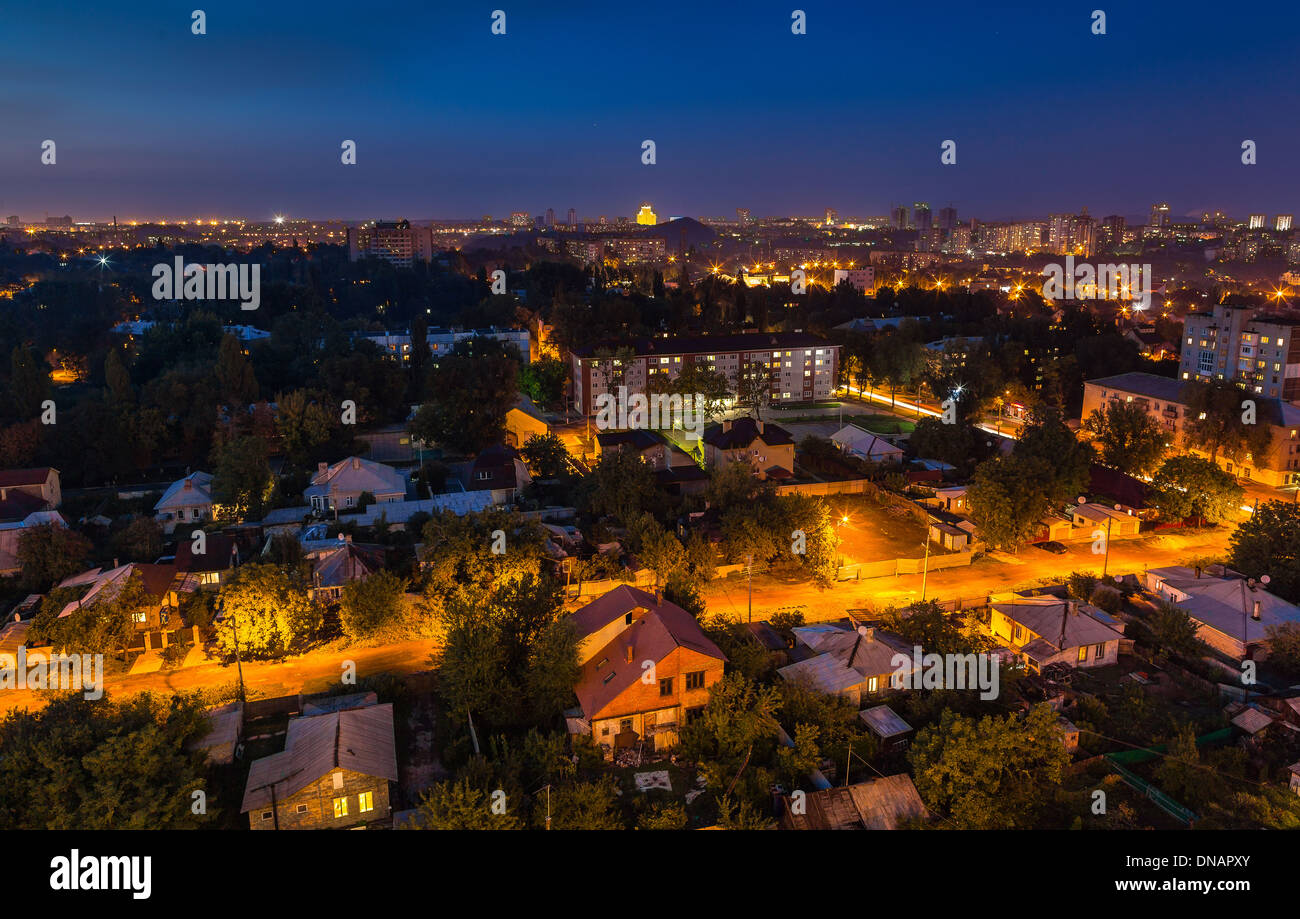Birds eye nightview of Donetsk, Ukraine Stock Photo - Alamy