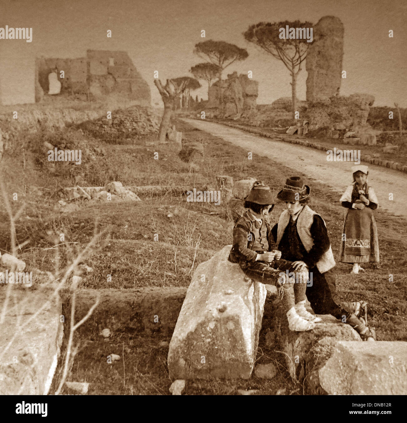 Italy The Appian Way near Rome pre-1900 Stock Photo - Alamy