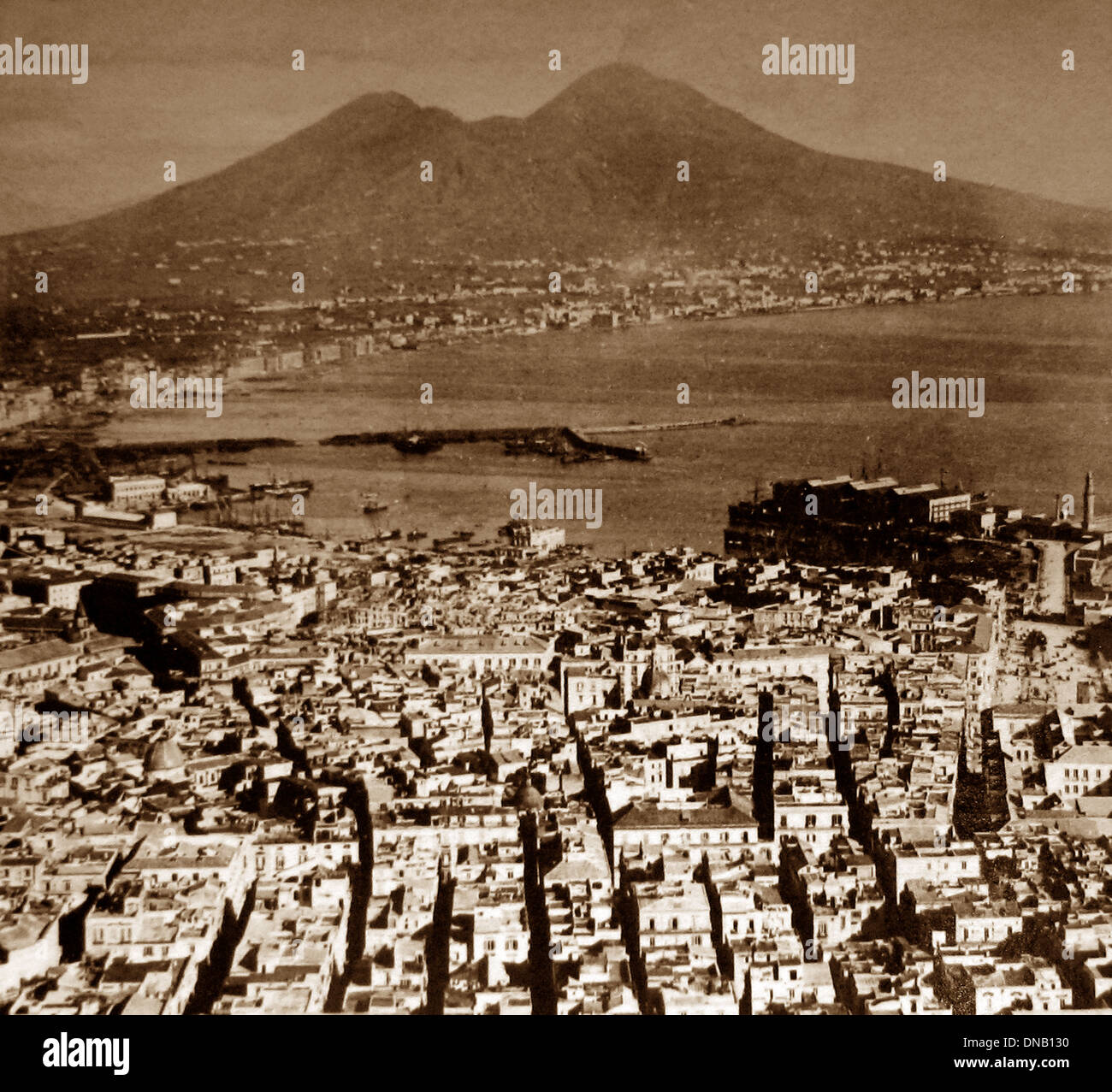 Italy Naples and Mount Vesuvius pre-1900 Stock Photo - Alamy