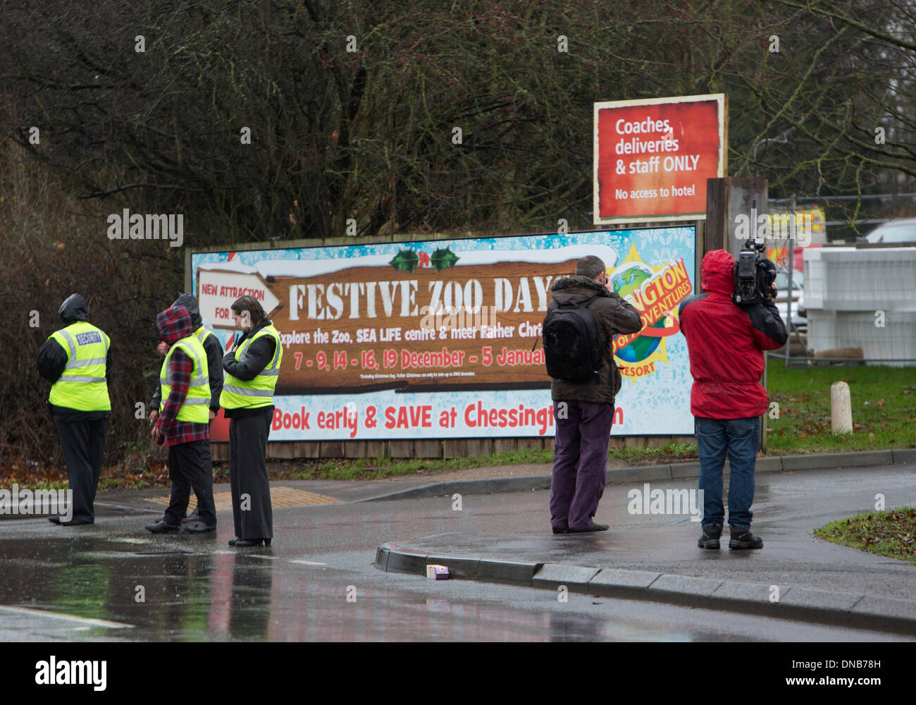 Chessington, Surrey, UK. 21st Dec 2013. Security and television news ...