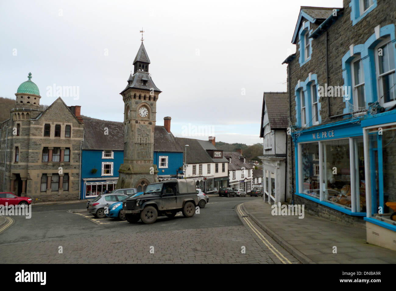 A view of a LandRover cars parked under the clock tower on High Street ...