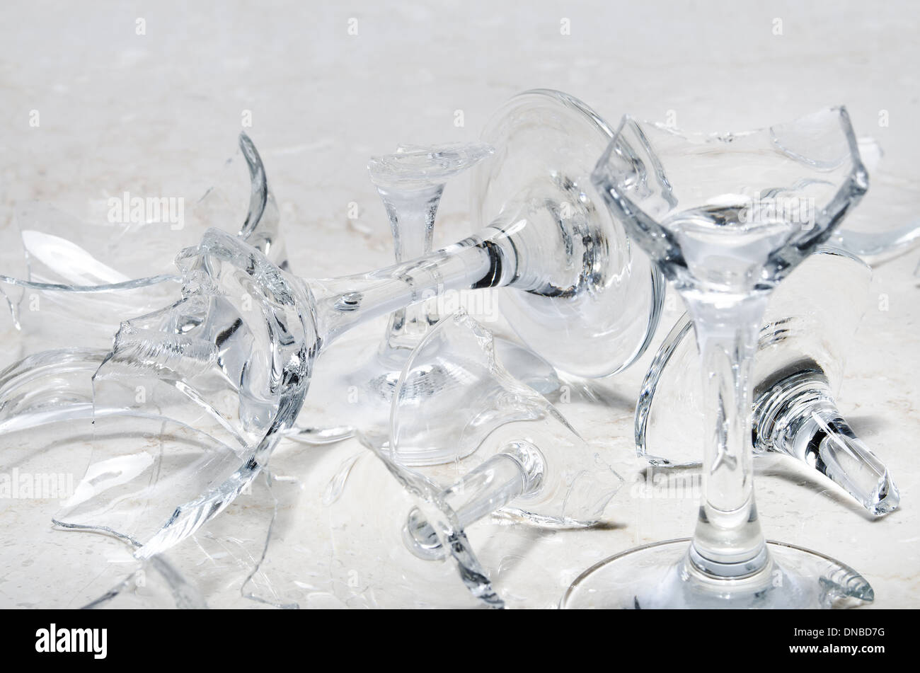 Result of anger and temper broken clear wine glasses sharp dangerous ...