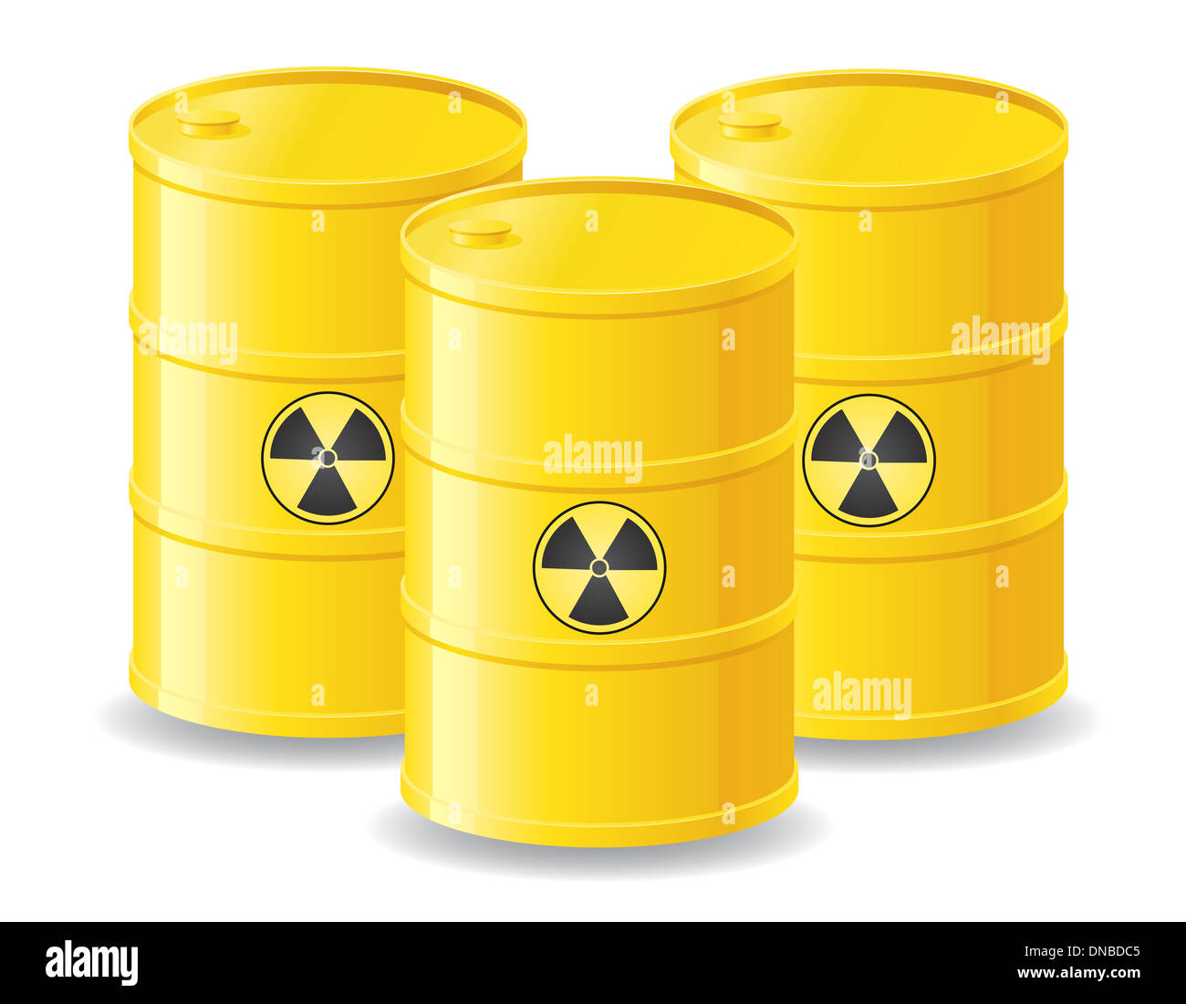 yellow barrels of radioactive waste illustration isolated on white ...