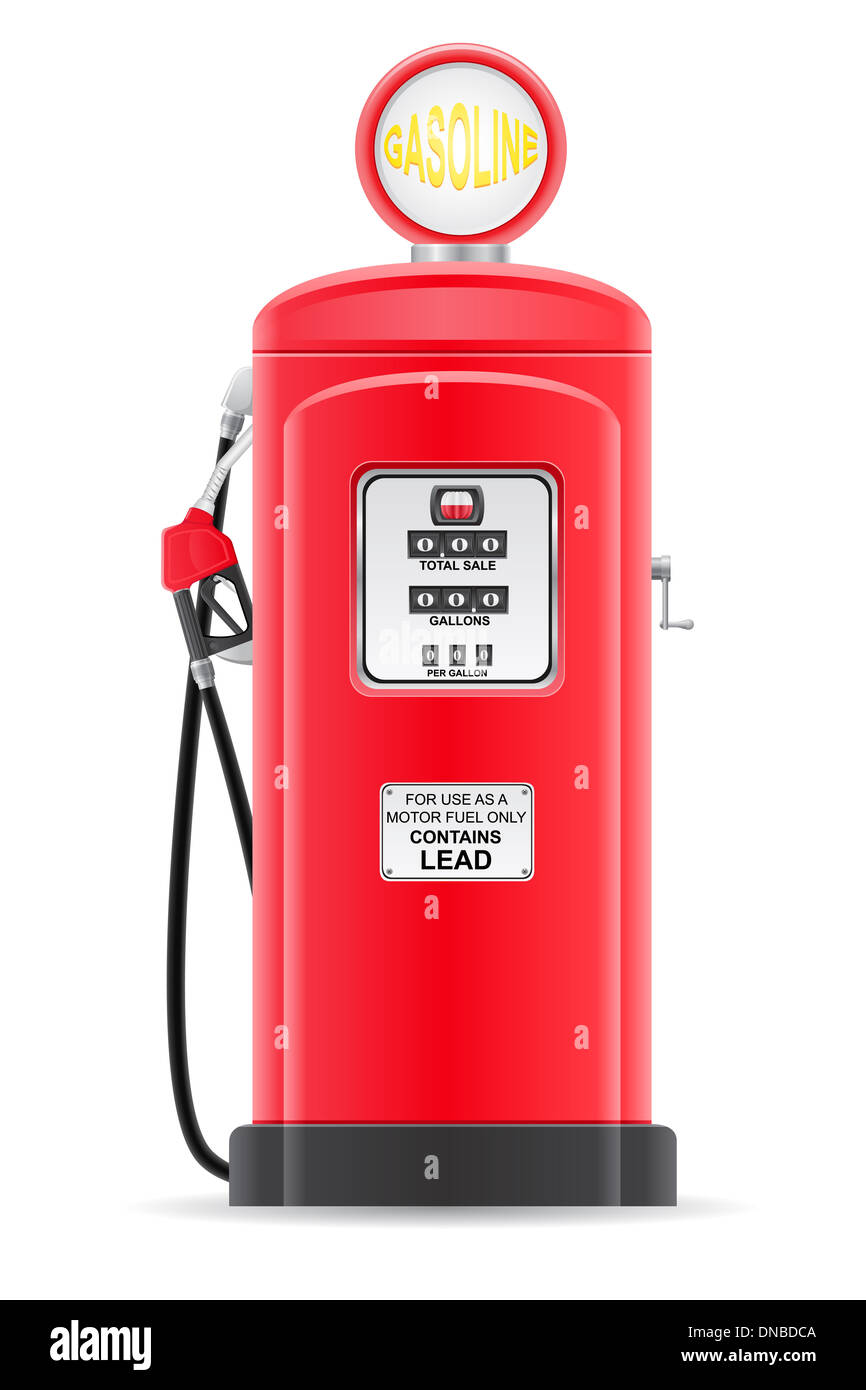 red gasoline filling old retro illustration isolated on white ...