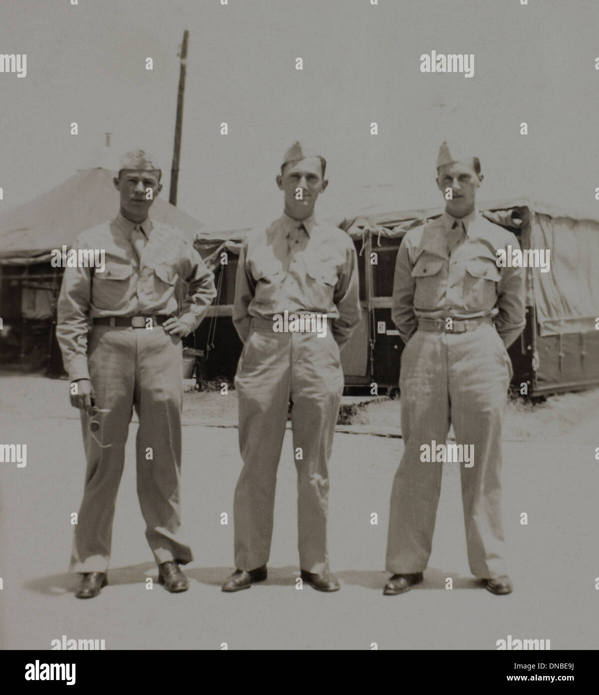 Three Soldiers in Uniform, Portrait, WWII, 325th Infantry, US Army ...