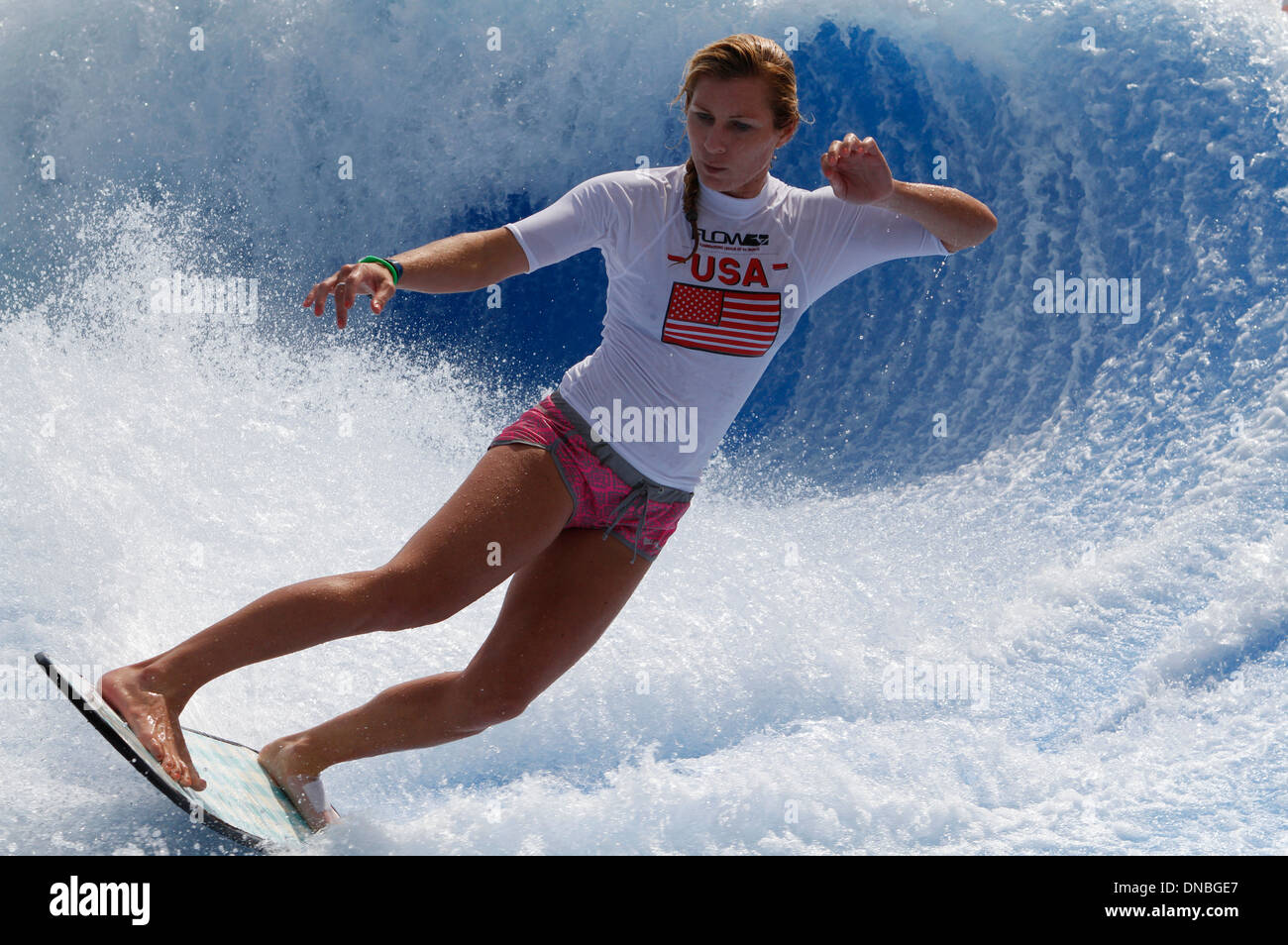 Riders seen during a flowboard world championship stage held in the ...