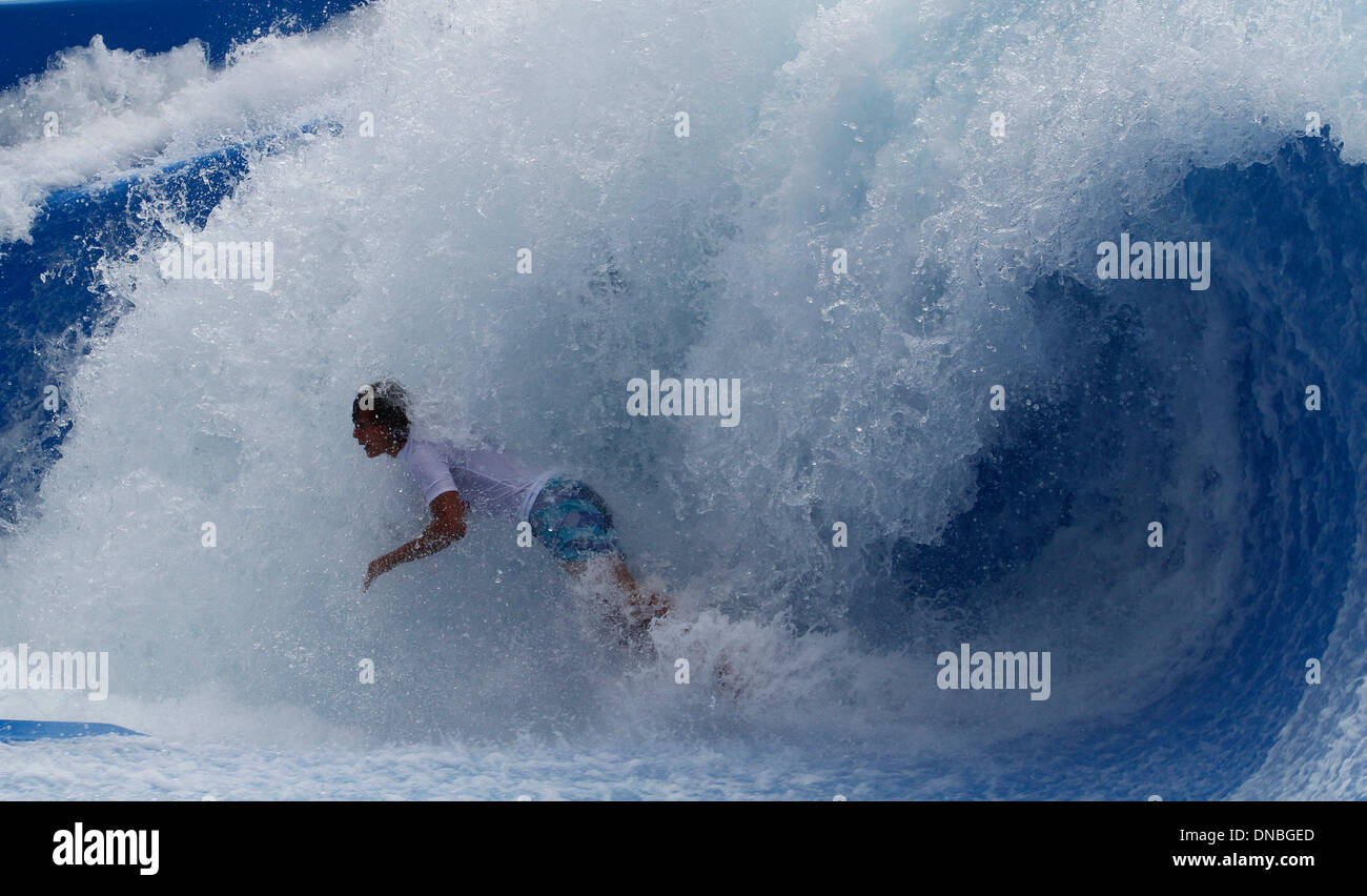 Riders seen during a flowboard world championship stage held in the ...