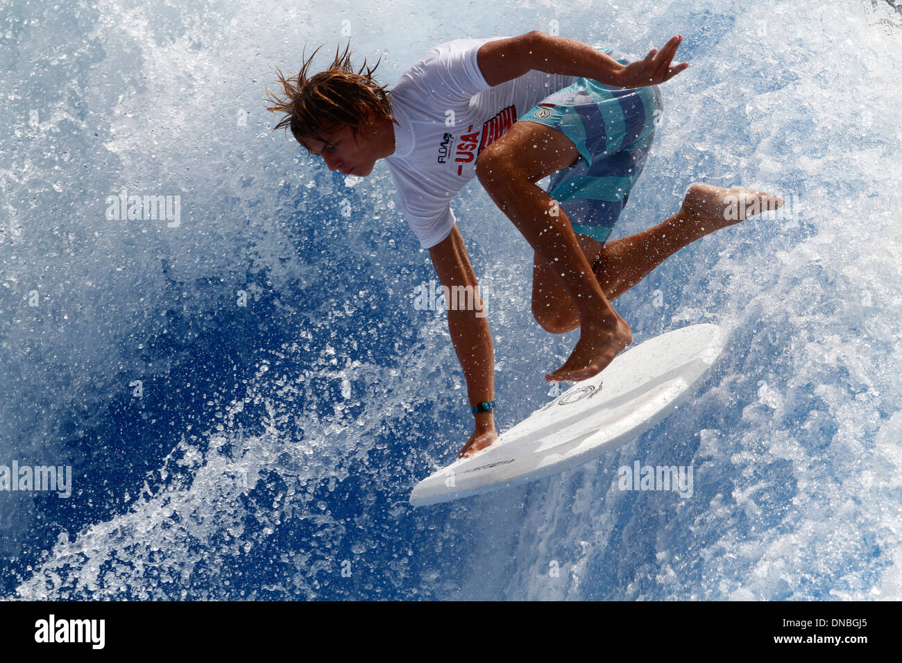 Riders seen during a flowboard world championship stage held in the ...
