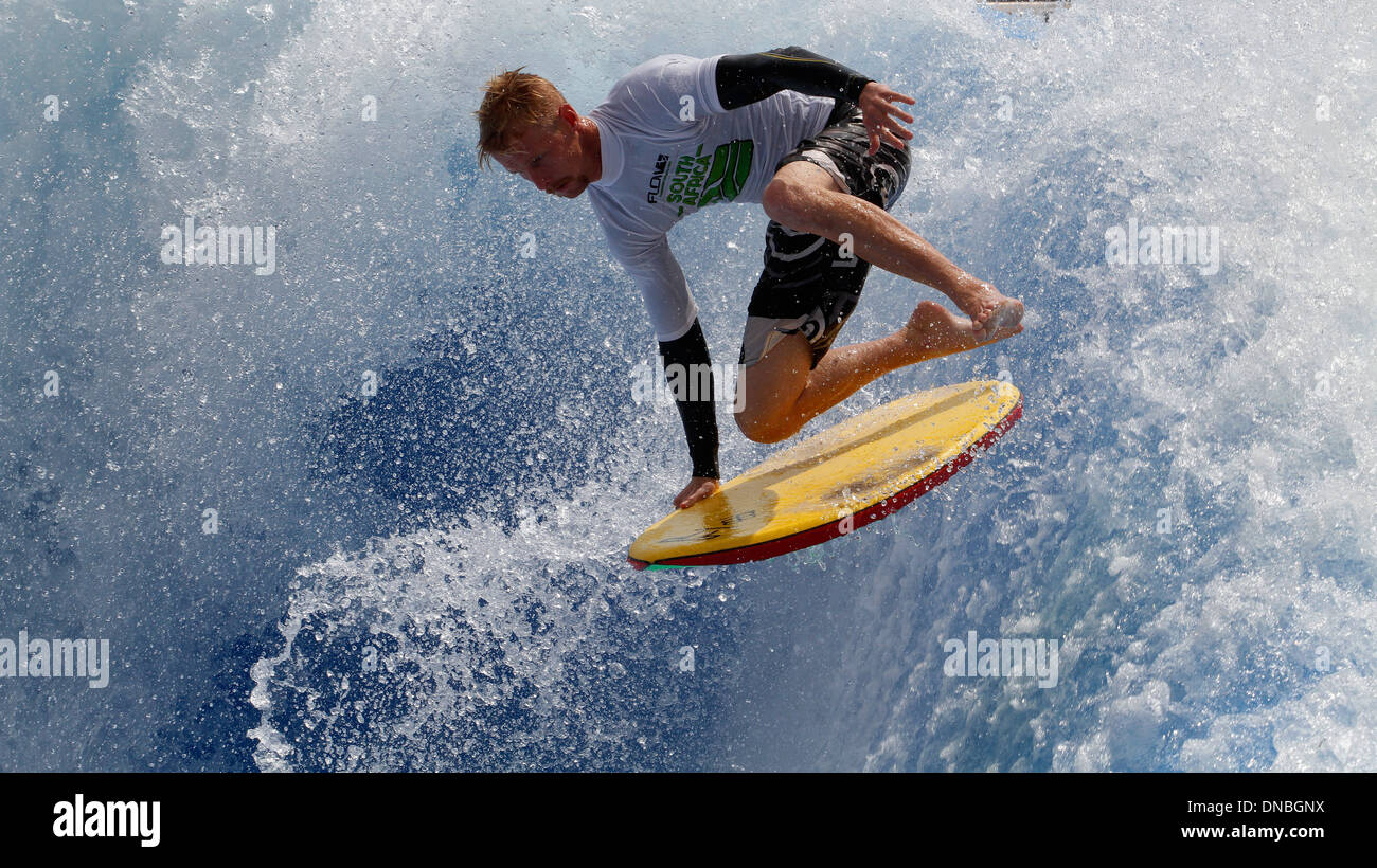 Riders seen during a flowboard world championship stage held in the ...