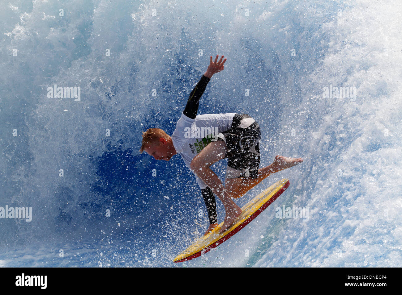 Riders seen during a flowboard world championship stage held in the ...