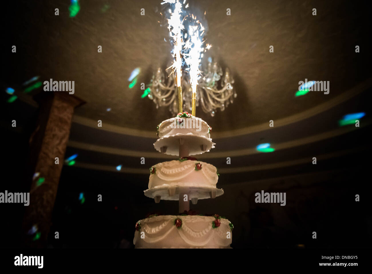 Wedding cake with flares Stock Photo - Alamy