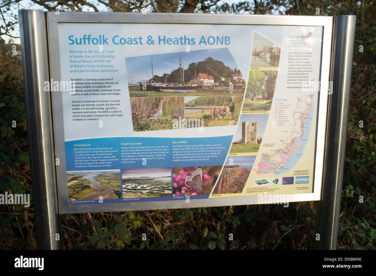 Suffolk Coast & Heaths map Stock Photo - Alamy