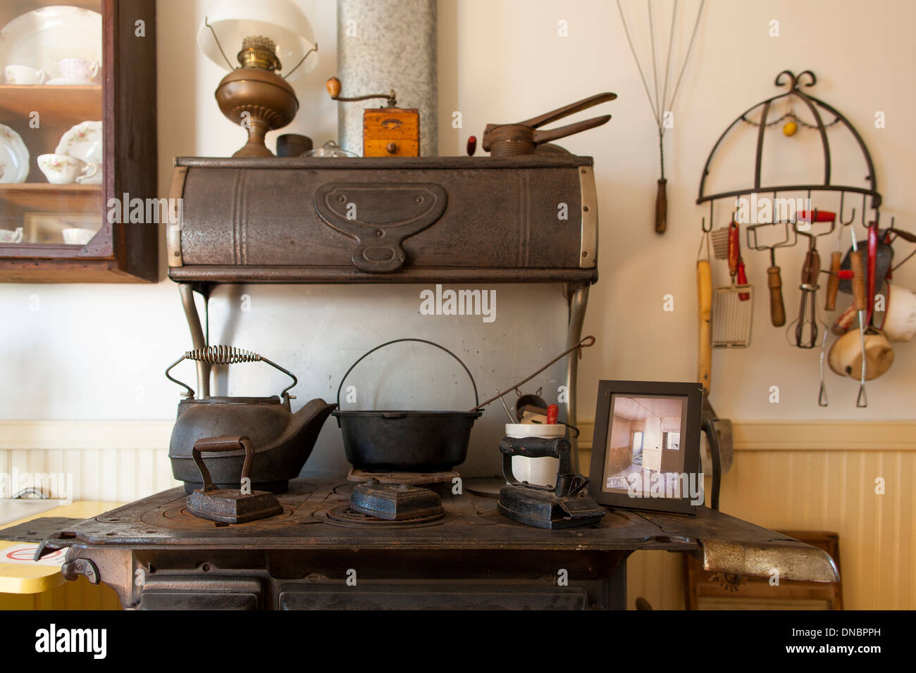 The preserved kitchen inside of Rose Island lighthouse B&B close to ...