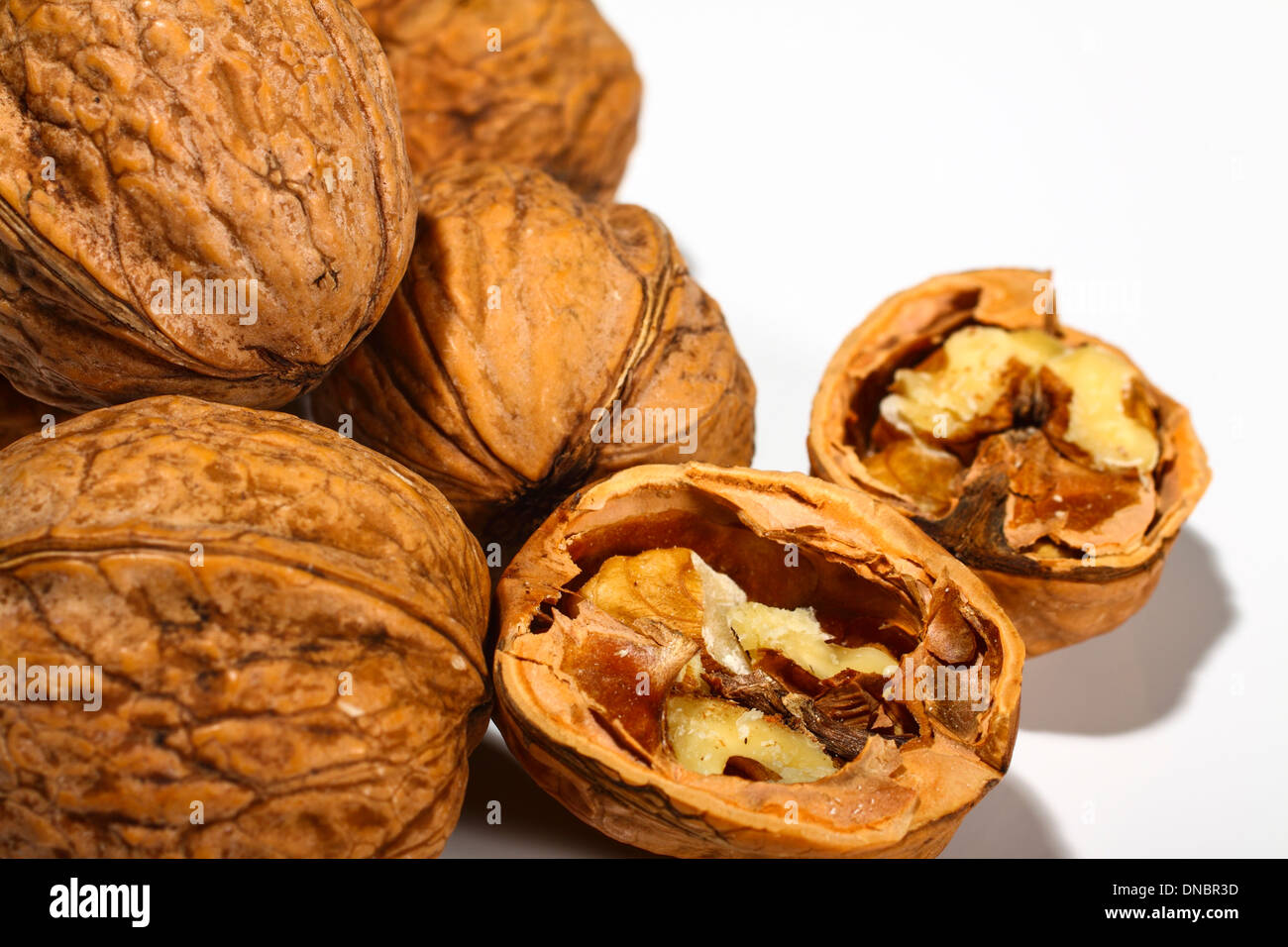 Walnuts on a white background Stock Photo - Alamy