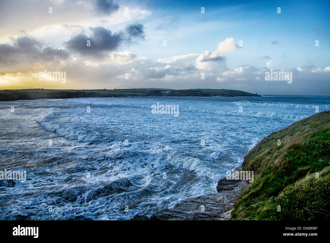Sunset after a storm, Harlyn Bay, Padstow, Cornwall, England Stock ...