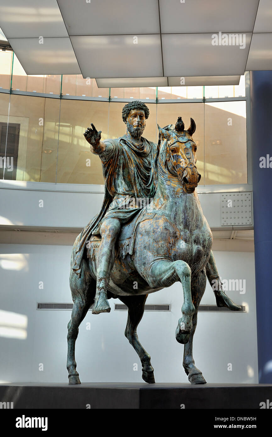 Musei Capitolini, equestrian statue of Marcus Aurelius, Rome, Italy ...