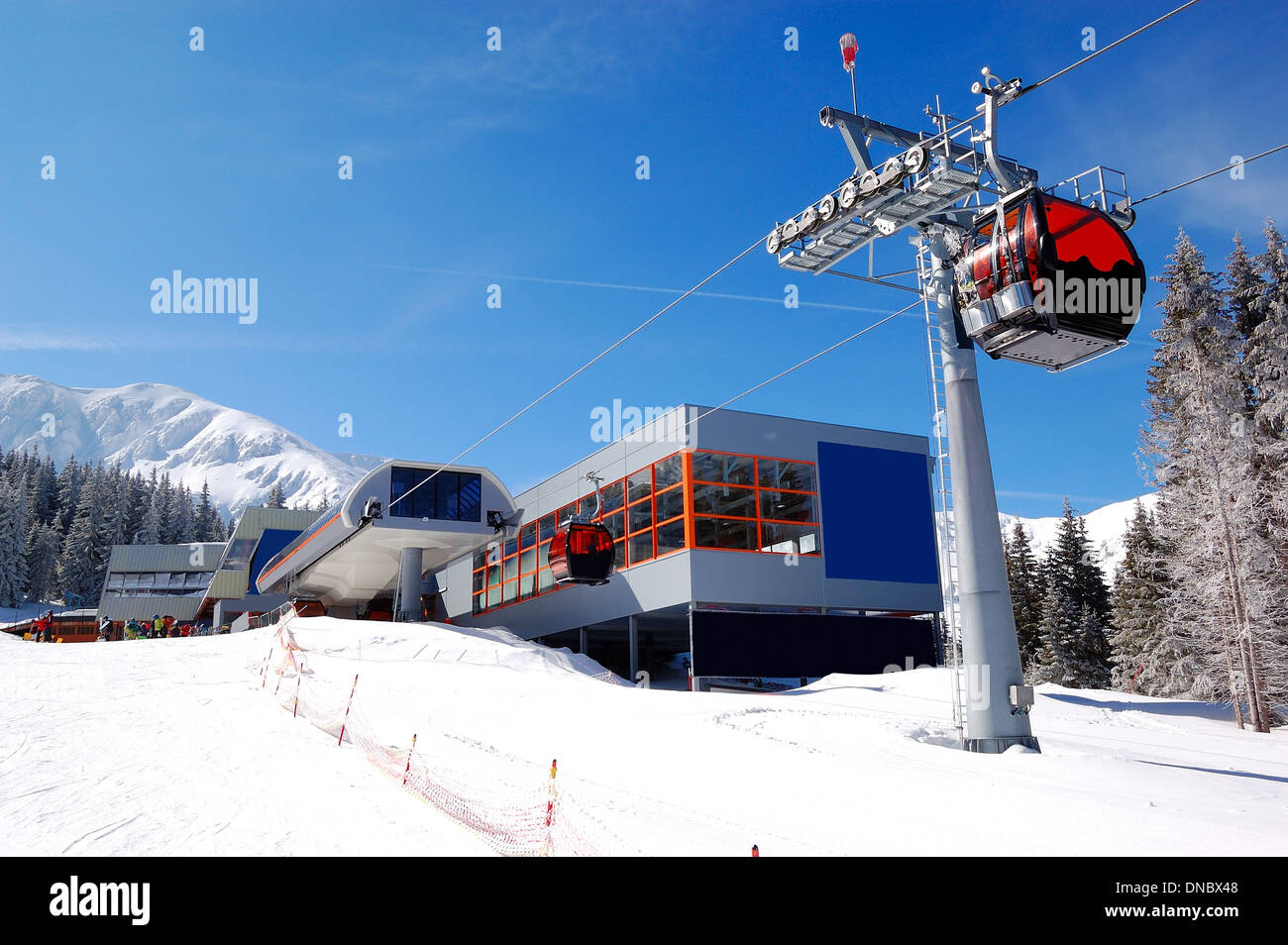 The cableway station at popular ski resort and slope Stock Photo - Alamy