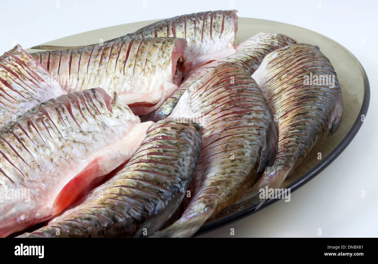 Fish on plate Stock Photo - Alamy