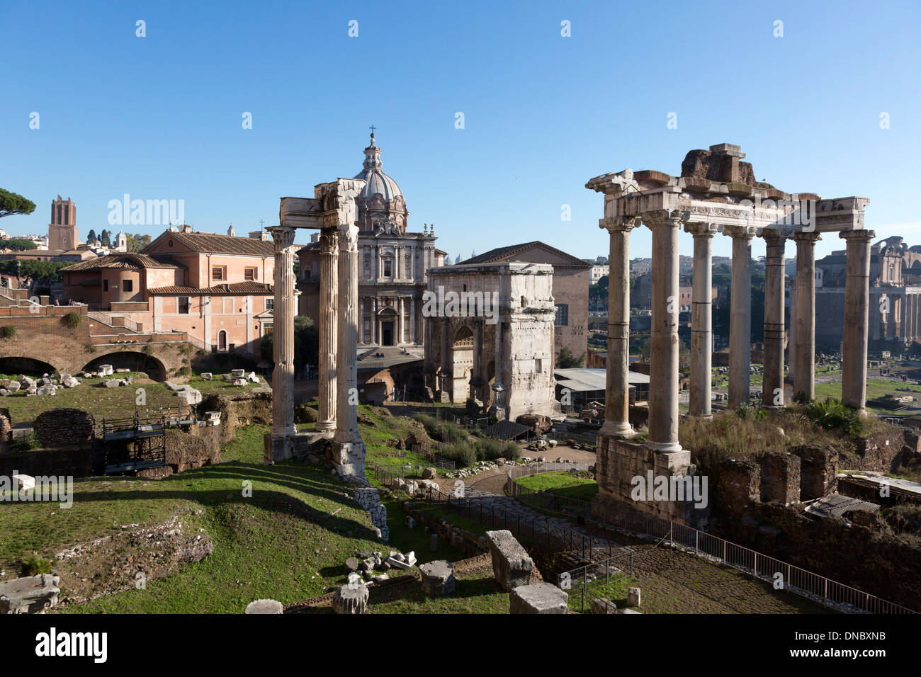 Temple of Castor & Pollux, Church of Santi Luca e Martina, Arch of Septimius Severus and the ...
