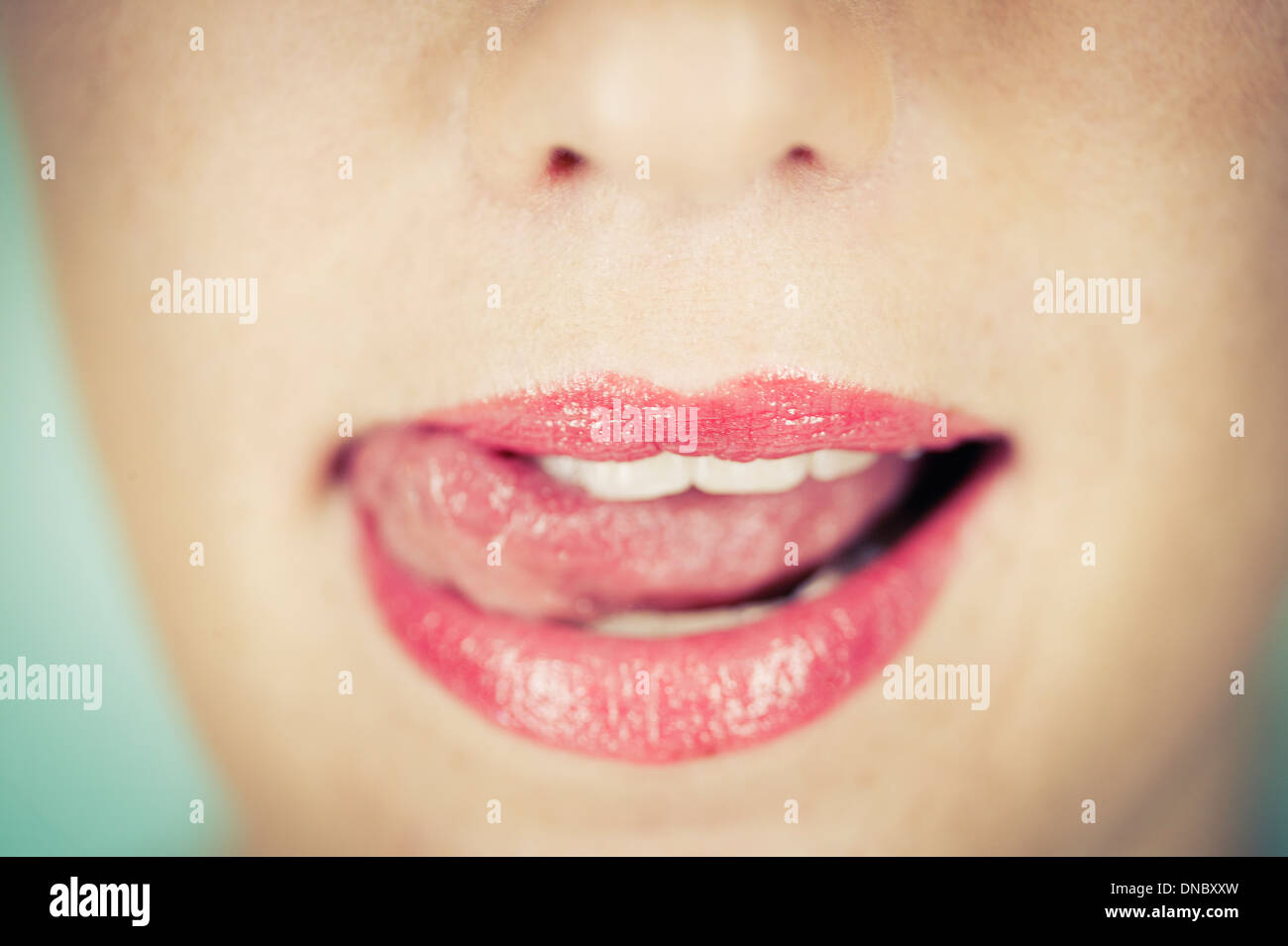Licking lips close up hi-res stock photography and images - Alamy