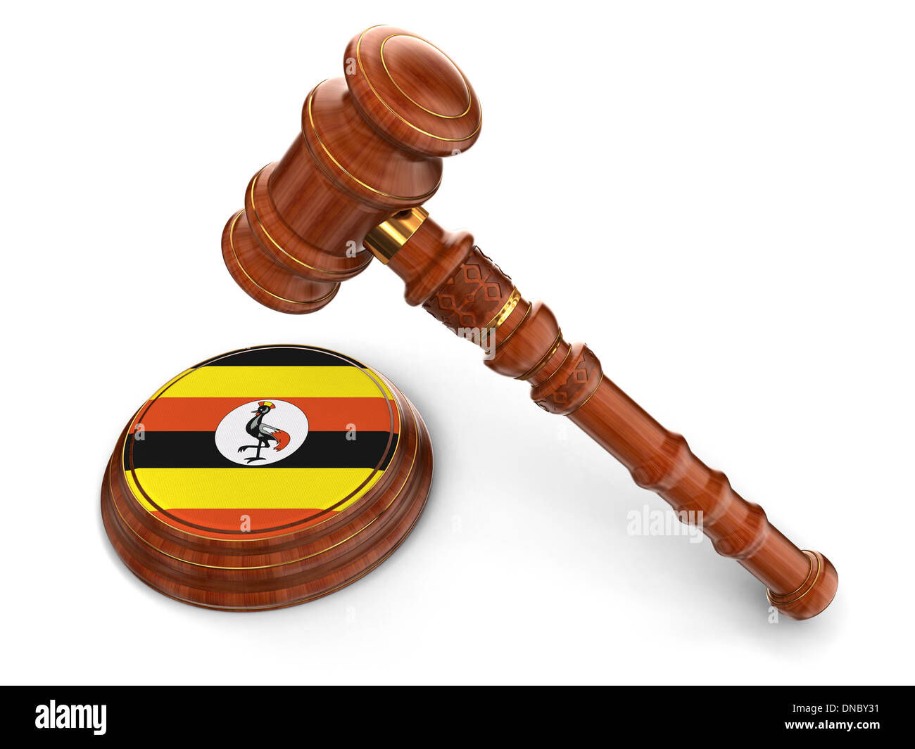 Wooden Mallet and Uganda flag (clipping path included Stock Photo - Alamy