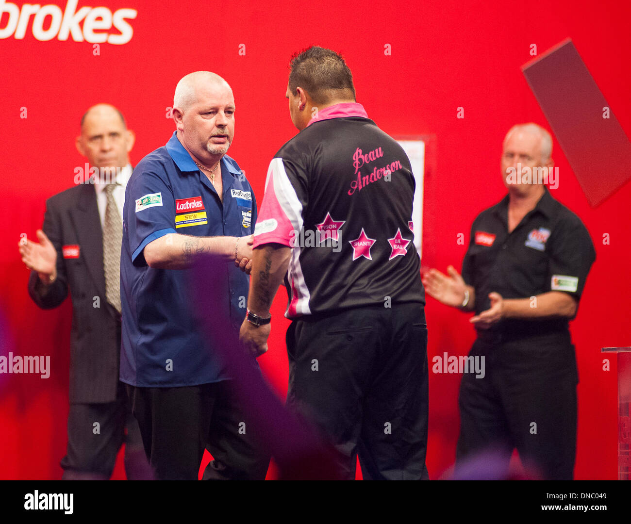 London, UK. 21st Dec, 2013. Beau Anderson [Australia] congratulates ...