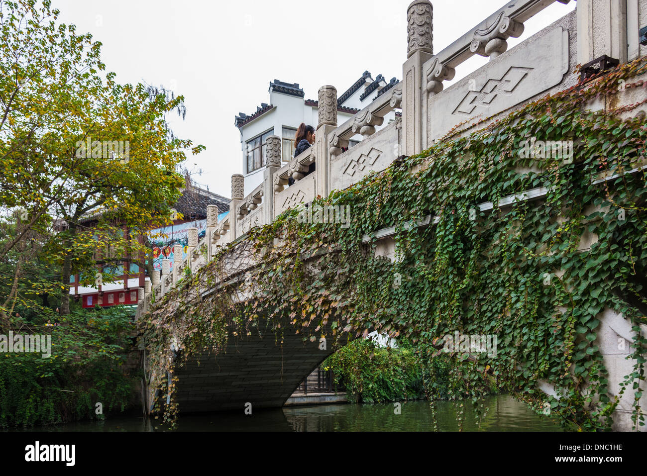 A traditional stone bridge crossing the Qinhuai River. Nanjing, Jiansu ...
